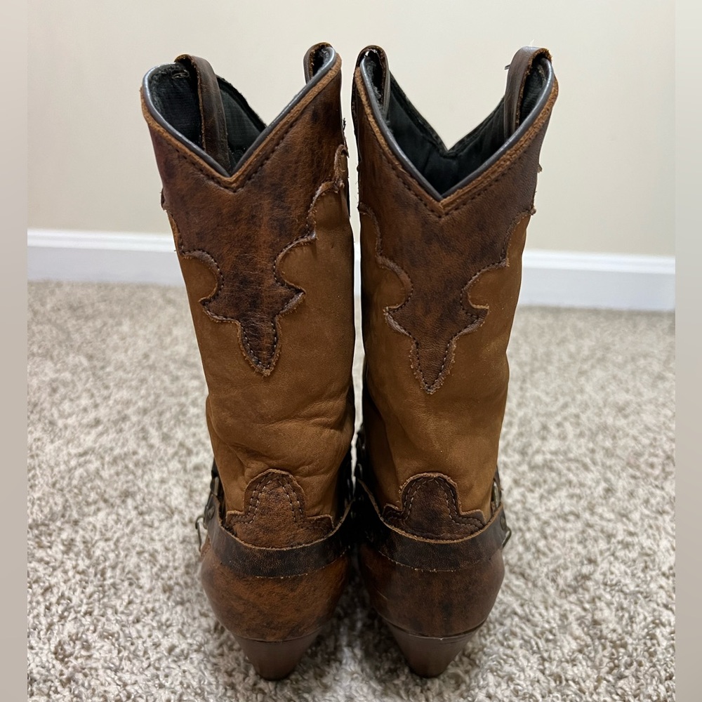 Brown Leather Cowgirl Western Distressed Harness Boot… - Gem